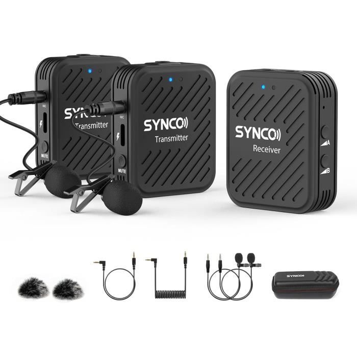 SYNCO 2,4G Système de Microphone sans Fil,G1 A2 Kit émetteur-Récepteur ...