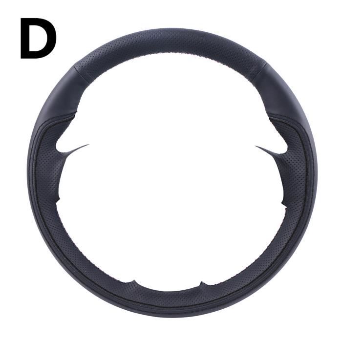COUVRE-VOLANT,D Black thread--Housse de protection en cuir personnalisée pour volant de voiture ...