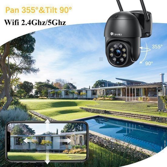 Ctronics Lot de 2 Caméra Surveillance 2K 4MP WiFi Extérieure 30M ...