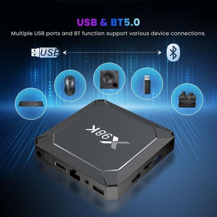 Boitier IPTV,TV Box Android X98K Smart TV Box 4Go 32Go Android 13 RK3528 2.4G&5G WiFi BT5.0 ...