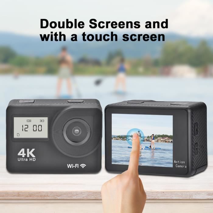 Caméscope étanche, 4K Full HD 1080P Double écrans Écran tactile Caméra ...