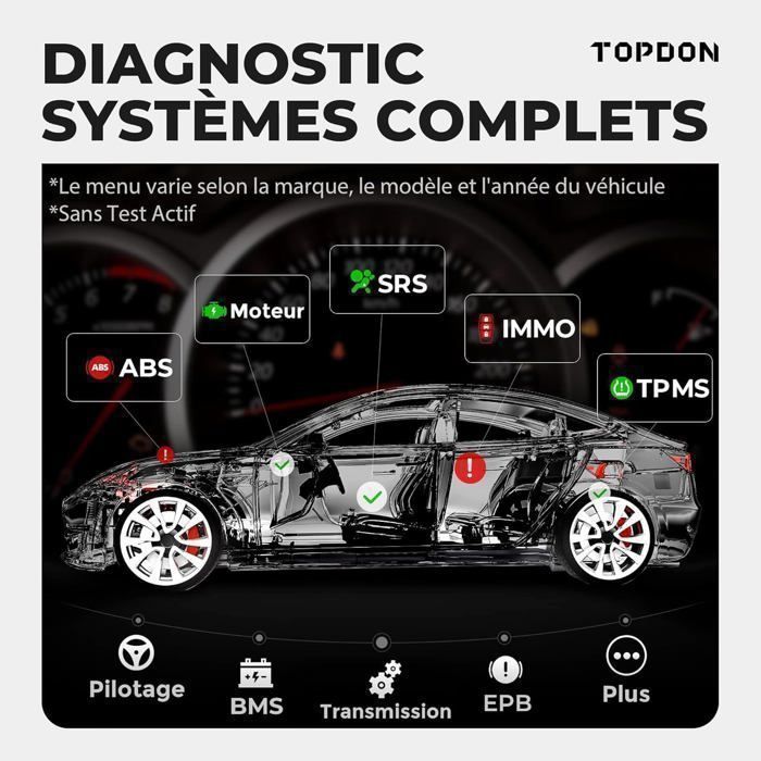 Valise de Diagnostic Auto TOPDON ArtiDiag800BT-FR V2.0 Outil Diagnostic ...