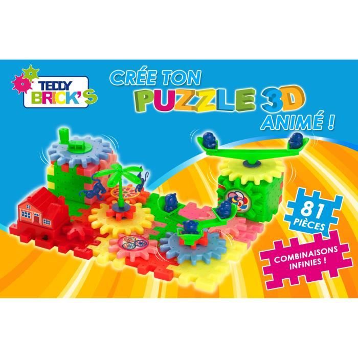 Teddy Brick's - puzzle brique construction 3D animé - 86 pièces ...