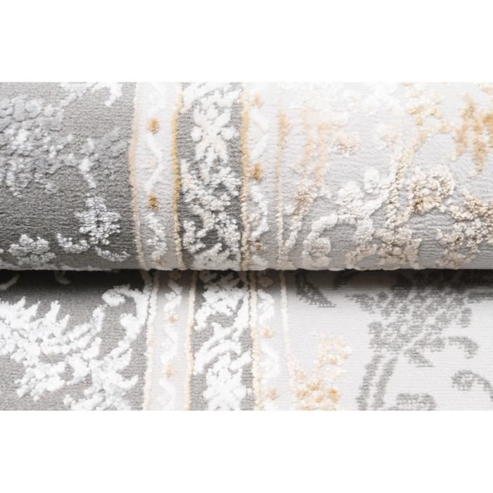 TAPISO Tapis de Salon Chambre HERA Gris Crème Beige Design Rosace ...