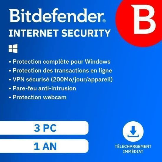 Bitdefender Internet Security 2025* - (3 PC - 1 An) | Renouvellement automatique | Version ...