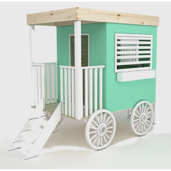 Roulotte / Maisonette enfant en bois sur roues Modèle Western Cabane ...