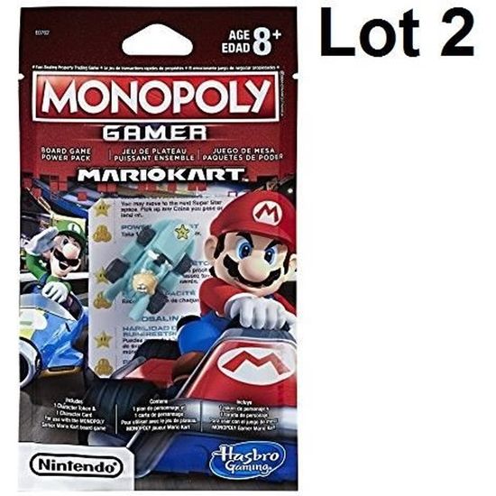 HASBRO Lot de 2 Figurine Pion Monopoly Gamer Mario Model Aléatoire ...