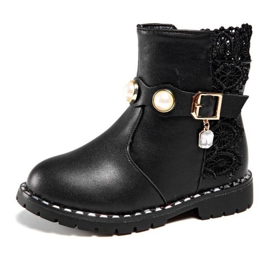 Bottes enfants Cuir Fille Noir Noir - Cdiscount Chaussures