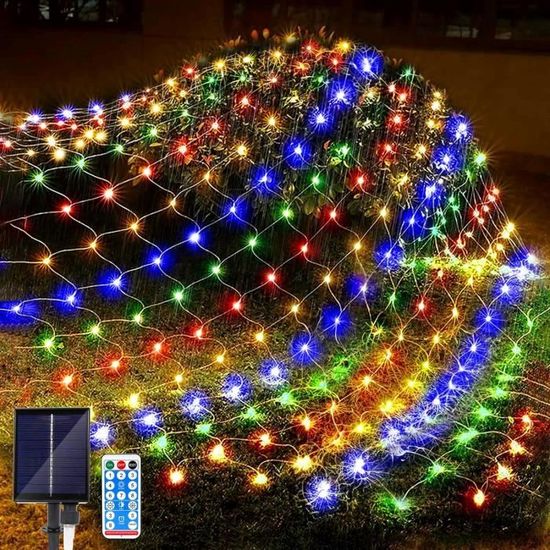 Filet Lumineux Solaire Extérieur, 2 M X 3 M 192 Leds Guirlande ...