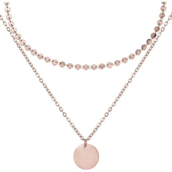 Double Collier Femme 100% Résistance À L'Eau Acier Inoxydable Qualité ...