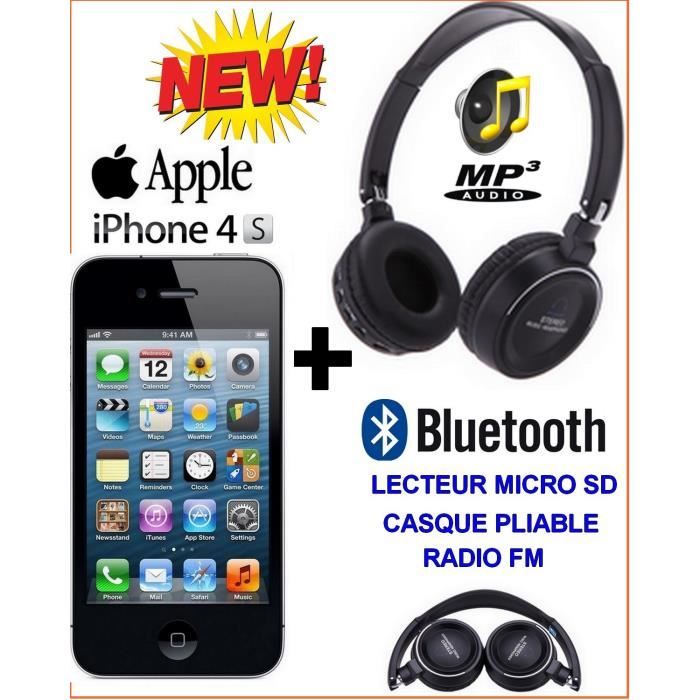 APPLE iPhone 4S Noir 16Go + Casque Bluetooth - Cdiscount Téléphonie
