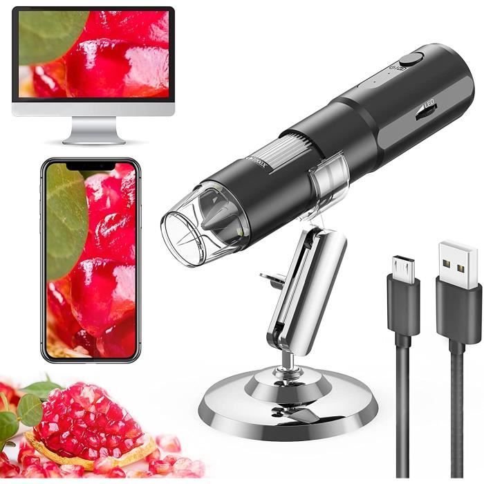 Microscope Numérique WiFi, USB Endoscope de grossissement 1280P, 50X ...