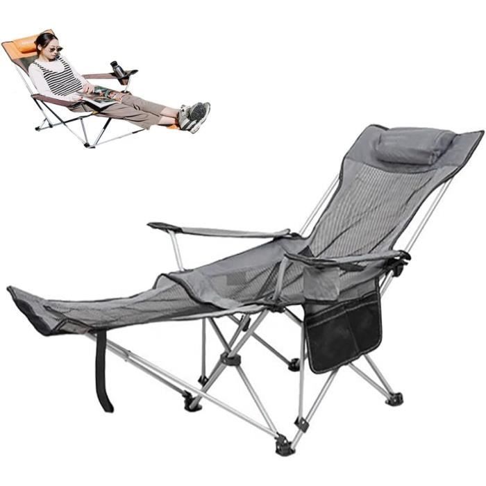 Chaise De Camping Pliante À Dossier Haut, Avec Appui-Tête, Poches ...