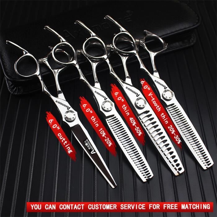 Manche de coiffeur authentique 6 pouces,ciseaux plats,ciseaux à dents ...