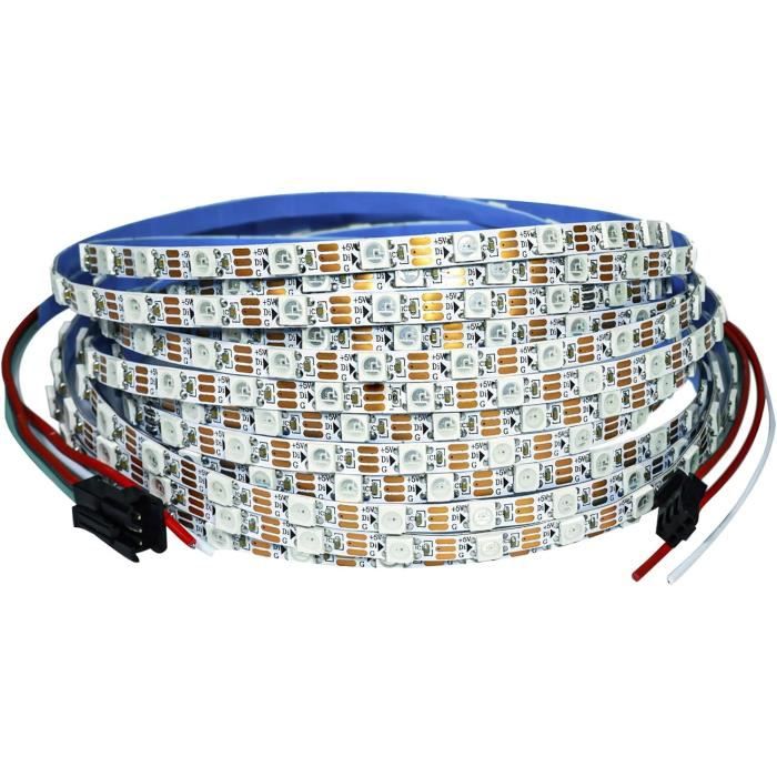 Ws2812B Ruban Led 5V, 5Mm De Large Ultra Fin Rgb Bande De Pixels Led 5M 5050 300 Leds Ip30 Pcb ...