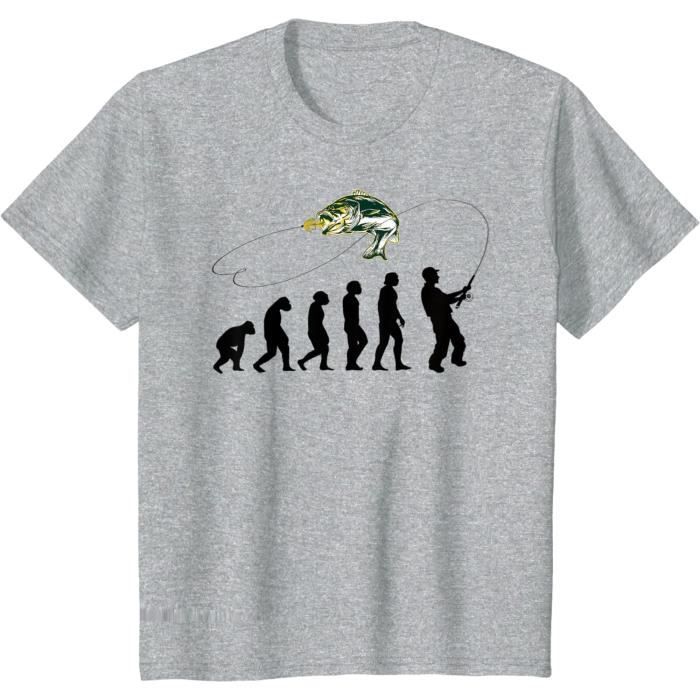 Pêche Pêcheur à la canne à pêche fishing ÉVOLUTION Pêcheur T-Shirt.[D1202] - Cdiscount Sport