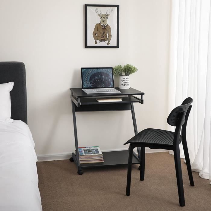 KEEP Bureau Informatique Meuble PC Ordinateur Roulettes et Tiroir ...