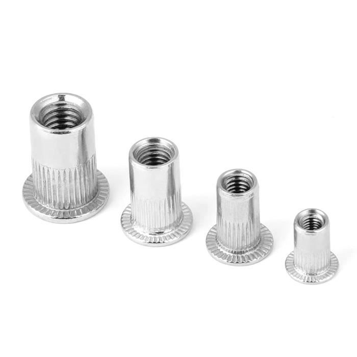 200pcs Insert fileté tête plate Nutsert 304 en acier inoxydable aveugle ...