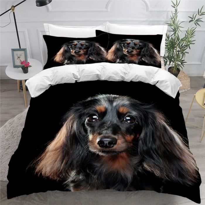 Housse de Couette Teckel Parure de Lit avec 2 Taies d'oreiller pour Ado Adulte 240x260cm[333 ...