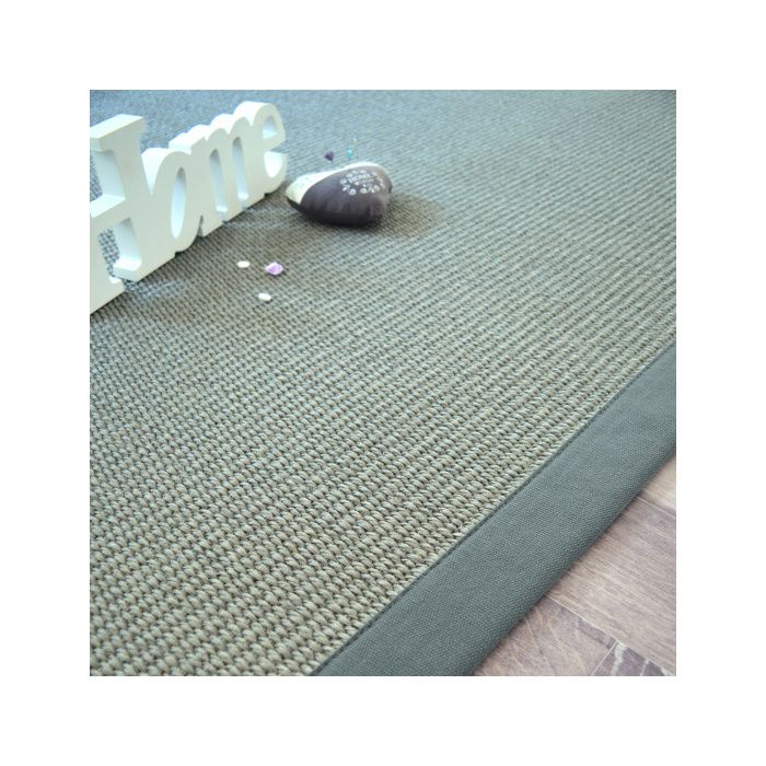 Tapis Sisal Quintana gris - Ganse coton Vert de gris - 160 x 230 cm ...