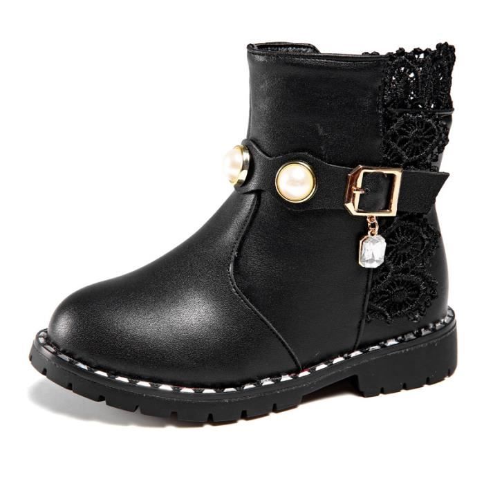 Bottes enfants Cuir Fille Noir Noir - Cdiscount Chaussures
