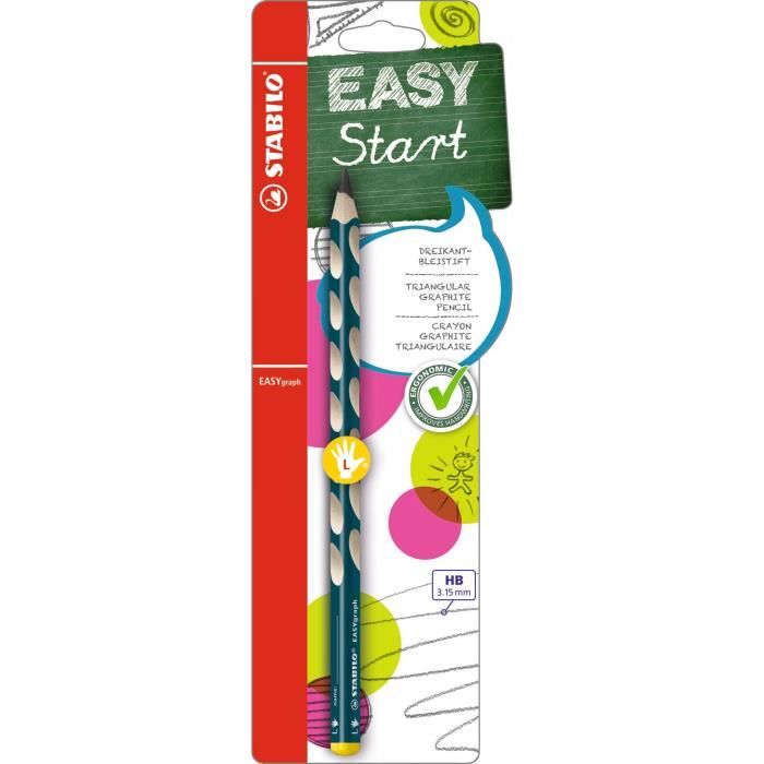 STABILO Crayon graphite Blister Easygraph HB gaucher - Bleu ardoise ...