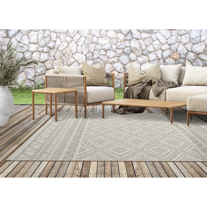 Tapis d'intérieur et extérieur - THE CARPET - Calgary - Beige - 120x160 ...