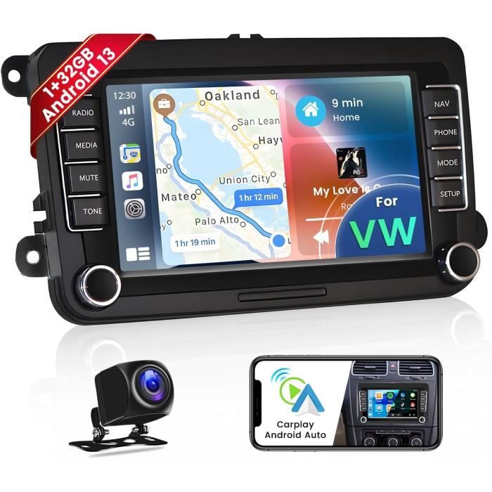 Android Autoradio Pour Vw Golf 5 6 Polo Passat Touran Avec Carplay Sans Fil, 7“ Android Auto ...