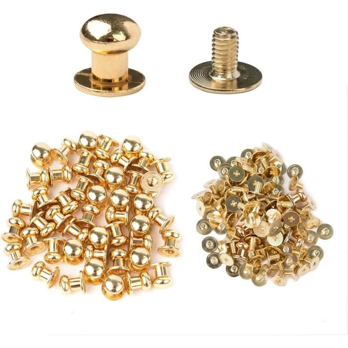 Taiyou 50 Sets Bouton De Col À Vis Rivet Cuir Dorée Clou De Cuivre De ...