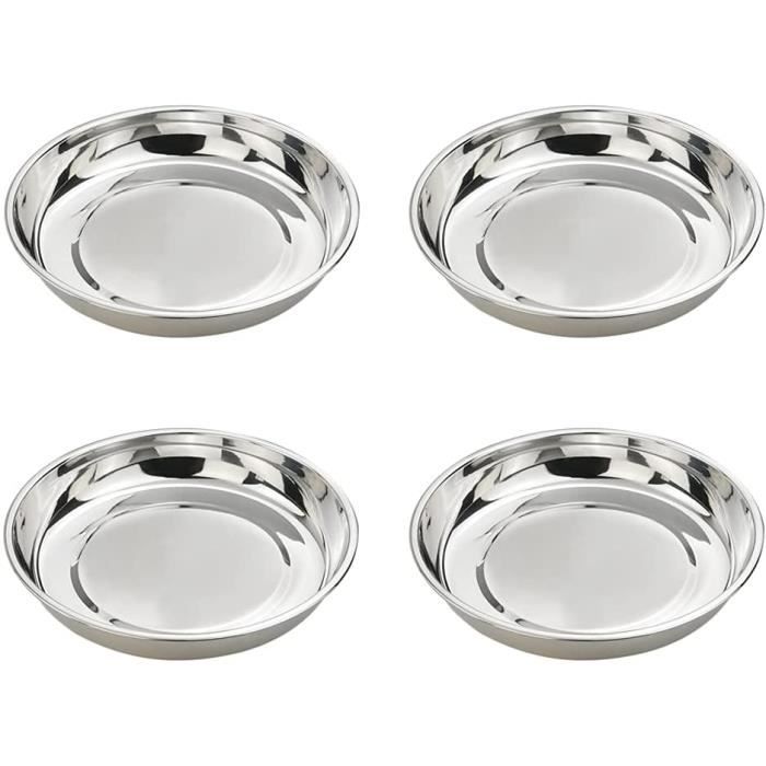 4pcs assiettes en inox, plats ronds, assiettes plates, assiettes à ...