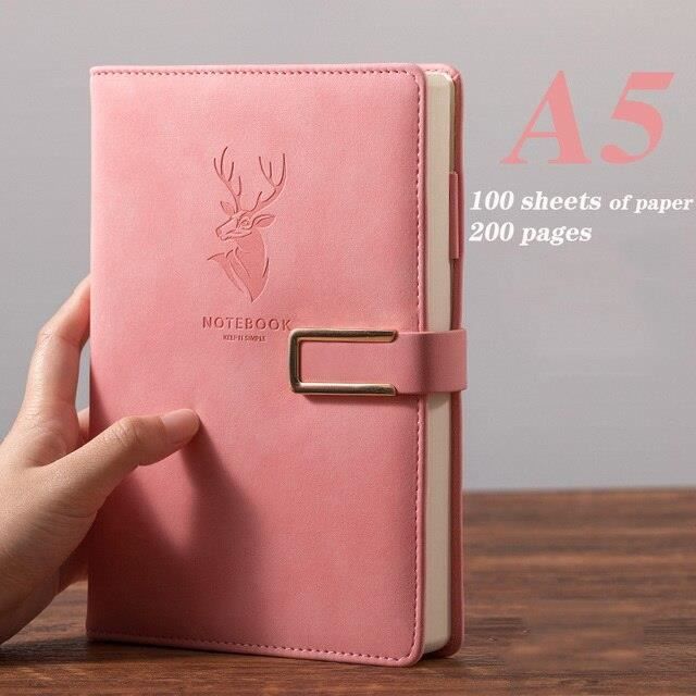 CAHIER,Pink 200 pages-A5--Carnet de notes A5 Ultra épais en cuir souple ...