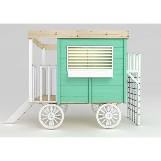 Roulotte / Maisonette enfant en bois sur roues Modèle Western Cabane ...