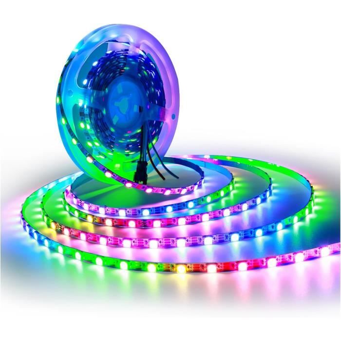 Ws2812B Ruban Led 5V, 5Mm De Large Ultra Fin Rgb Bande De Pixels Led 5M 5050 300 Leds Ip30 Pcb ...