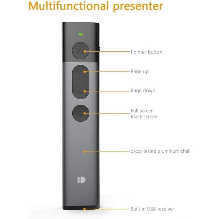 LIWI-Présentation DOOSL Remote 2.4 GHz Présentateur sans Fil PowerPoint ...