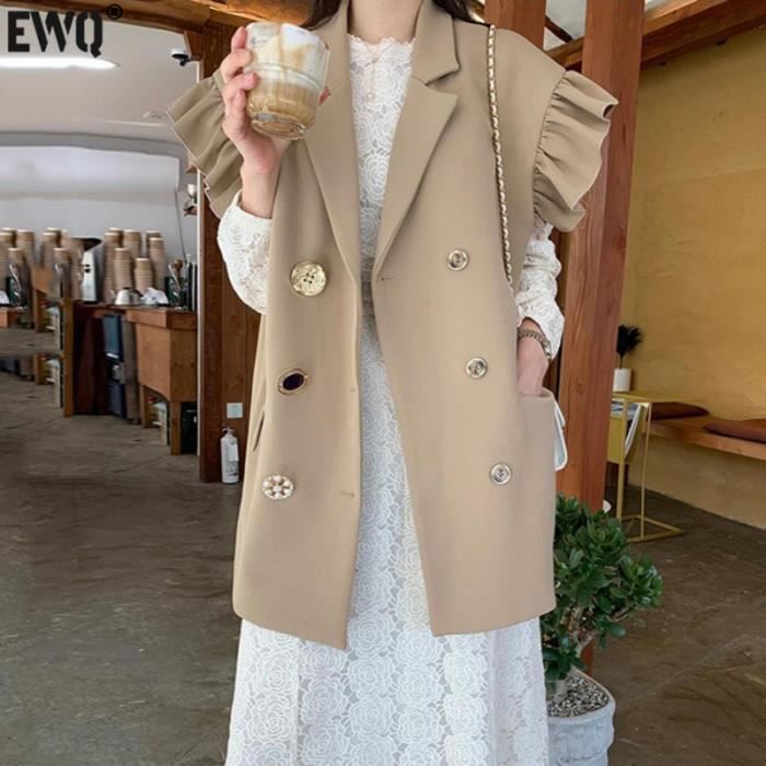 MooQ-Veste à Volants et Col Rabattu pour Femme,Élégante et Simple,Haut ...