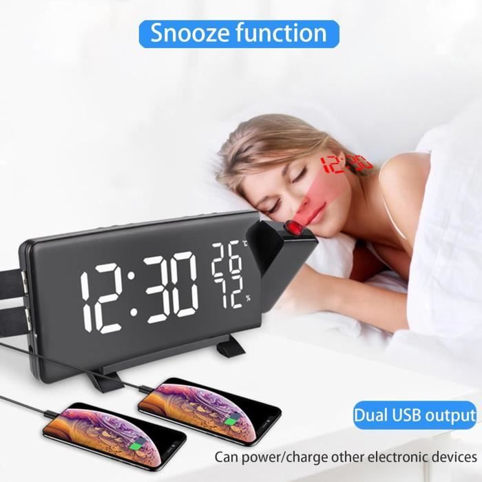 Reveil Projecteur Plafond, Radio Réveil Projection Plafond, Avec Ecran ...