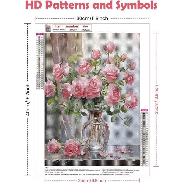 Peinture Diamant 5D Adulte Rose Rose Diamond Painting Complet Fleur ...