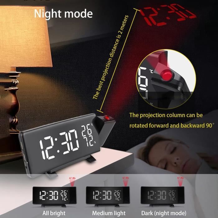 Reveil Projecteur Plafond, Radio Réveil Projection Plafond, Avec Ecran ...