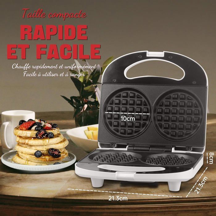 SugarWhisk Mini gaufrier double, Machine à gaufre, Petit gaufrier avec ...