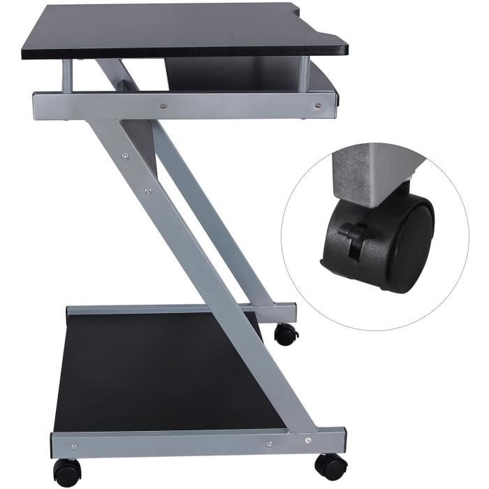 KEEP Bureau Informatique Meuble PC Ordinateur Roulettes et Tiroir ...