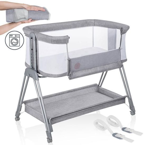 Lit cododo LIONELO Luna - 4 x Roulettes -Matelas inclus - Jusqu'à 9 kg ...