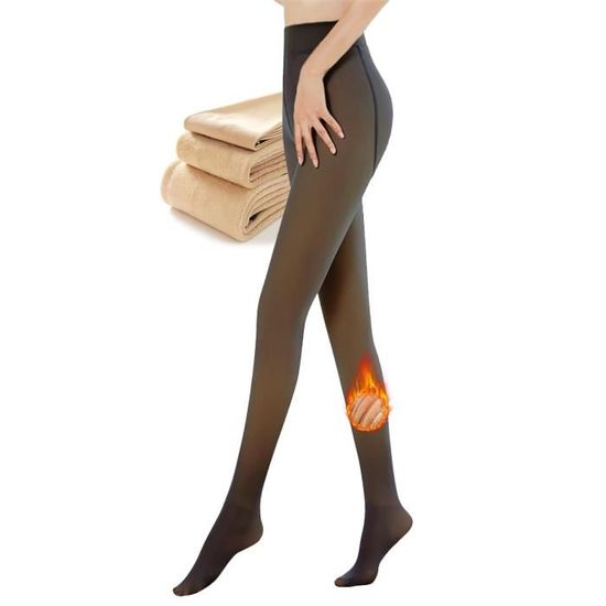 1 Pièces Faux Collants Translucides Taille Haute Leggings d'hiver Collants Thermiques pour ...