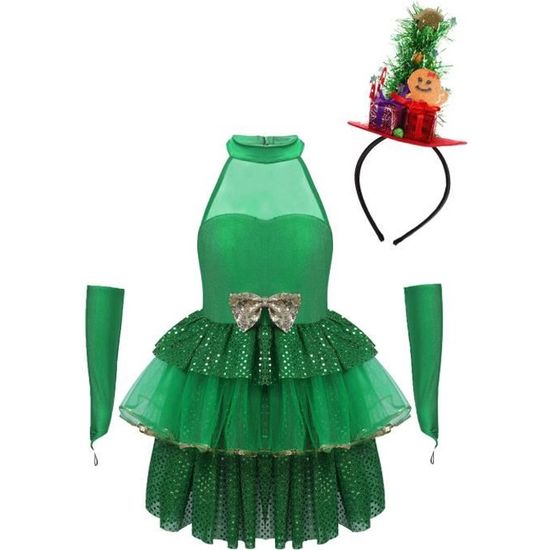 Iefiel Déguisement Noël Elf Enfant Fille Costume Lutin Princesse