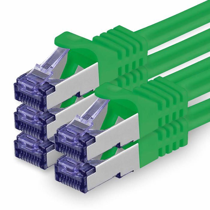 Cat.7 Câble Réseau 3M - Vert - 5 Pièces Cat7 Câble Ethernet Poe Lan 10 ...
