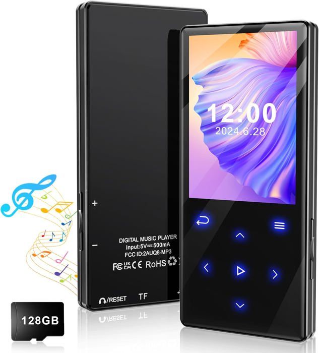 Lecteur Mp3 128 Go Avec Bluetooth 5.0 Portable Lecteur De Musique ...