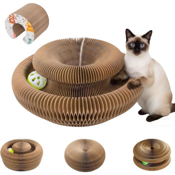 Chat Griffoir en Carton Ondulé Multifonction avec Balle et Clochette ...