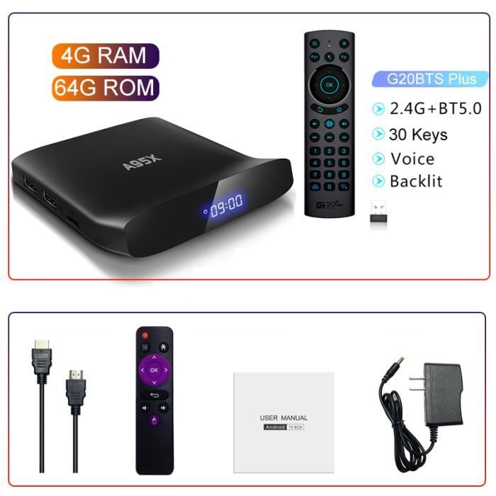 Ue Plug - 4G 64G G20BTS Plus - A95X W2 Android 11 TÉLÉVISION Amlogic ...
