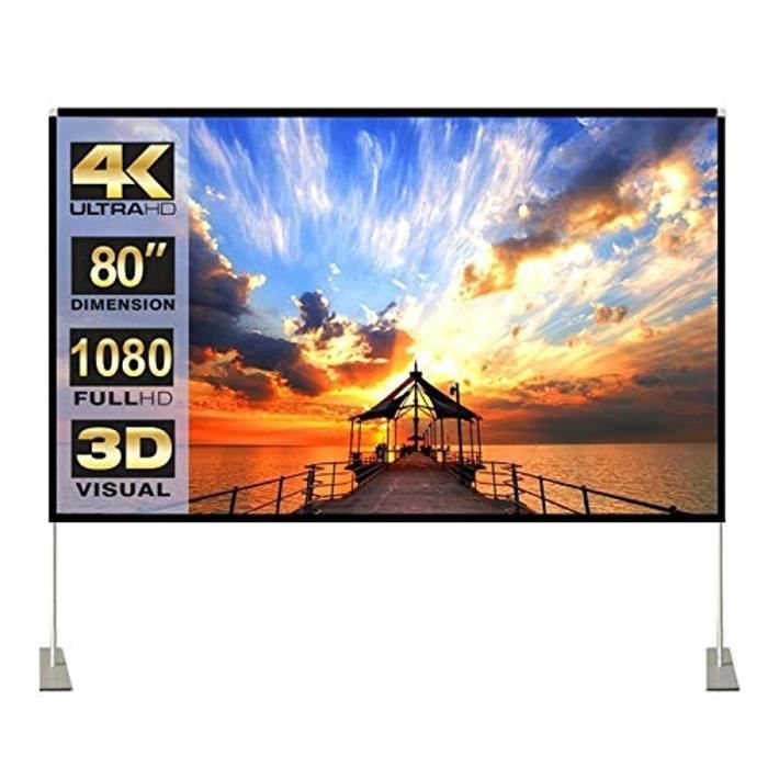 Écran de Projection 80 Pouces 4K HD 16: 9 Ecran Projecteur Pliable ...