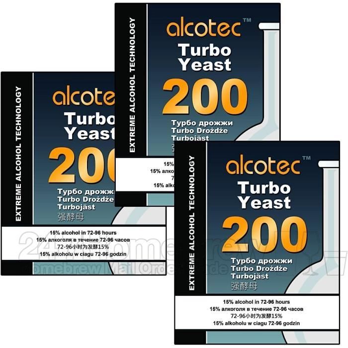 Alcotec 200 TT Turbo Lot de 3 levures à forte teneur en alcool - La cave Cdiscount