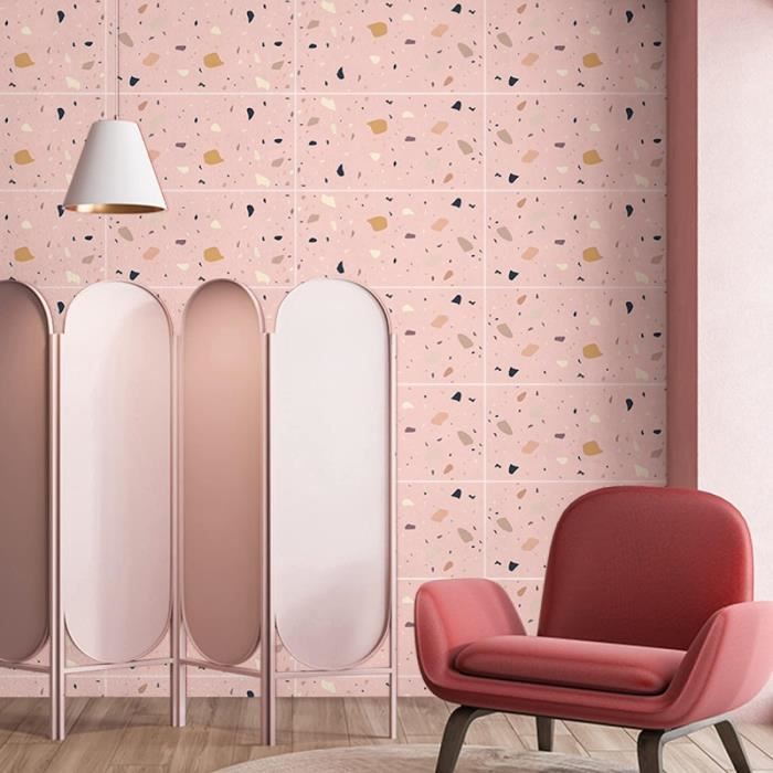 Carrelage Adhésif 30X60Cm Terrazzo Rose Credence Adhesive Pour Cuisine ...